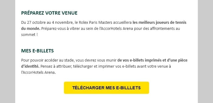Rolex Paris Masters : la refonte des emails